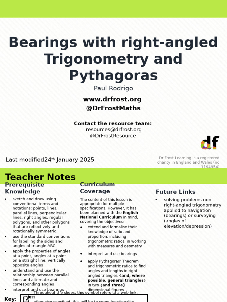 Bearings With Right-Angled Trigonometry and Pythagoras - Lesson | PDF | Trigonometry | Classical ...