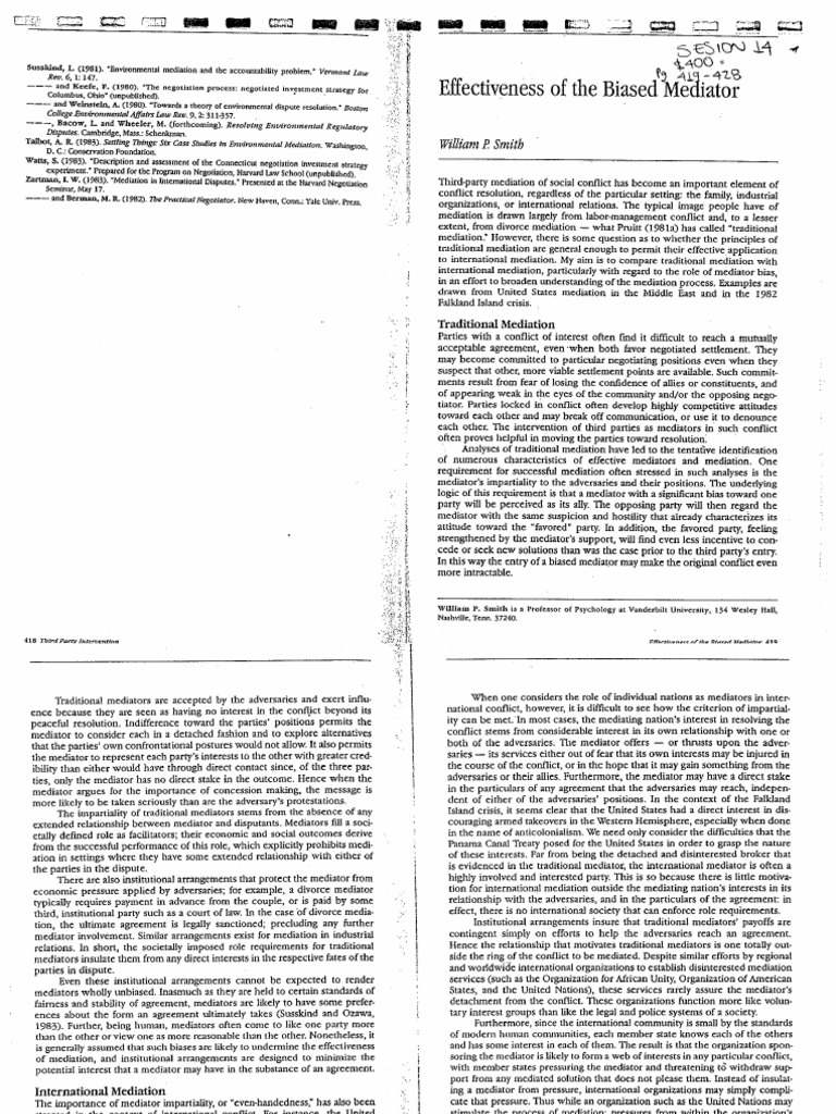 Effectiveness of The Biased Mediator - Smith | PDF