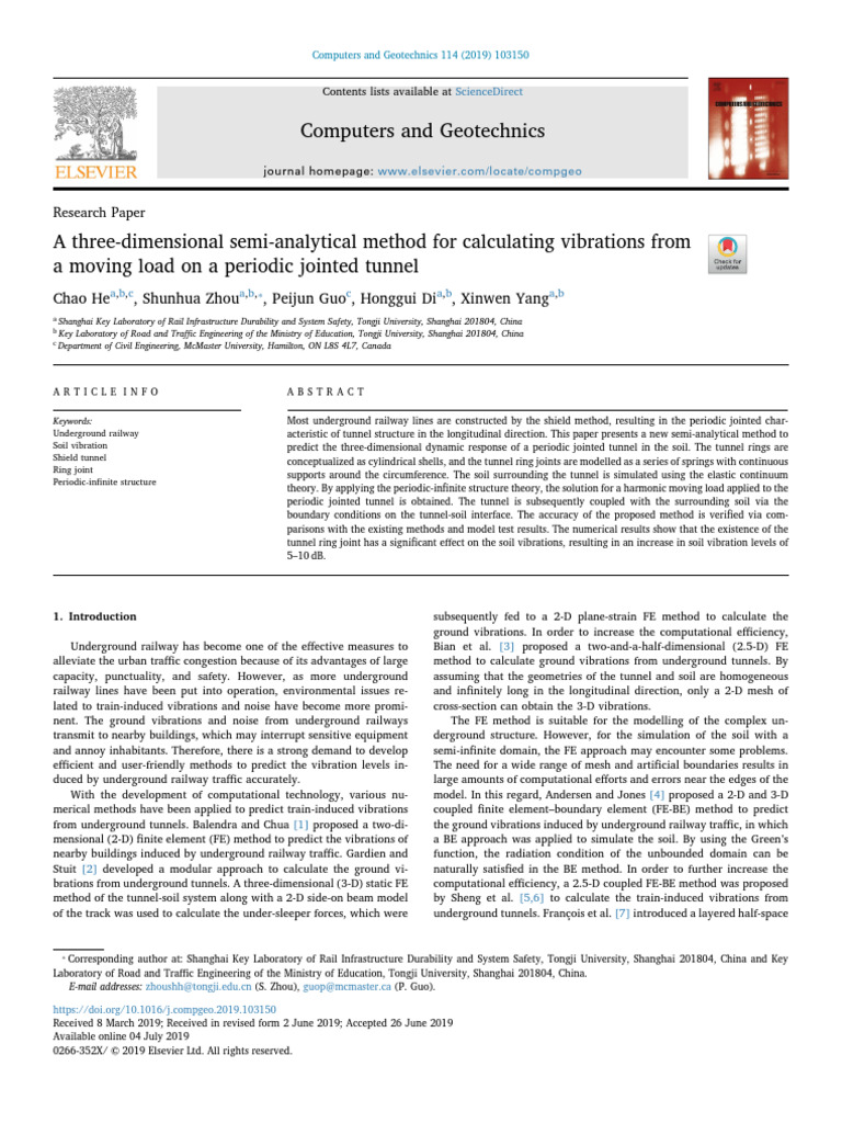 A Three-Dimensional Semi-Analytical Method For Calculating Vibrations ...