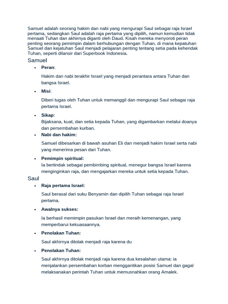 Samuel: Hakim dan Nabi Israel | PDF