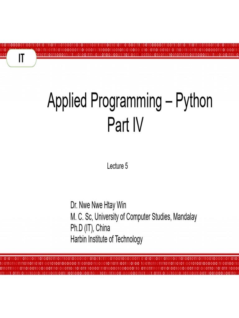 Applied Programming - PythonPart IV | PDF | Dialog Box | Human–Computer ...