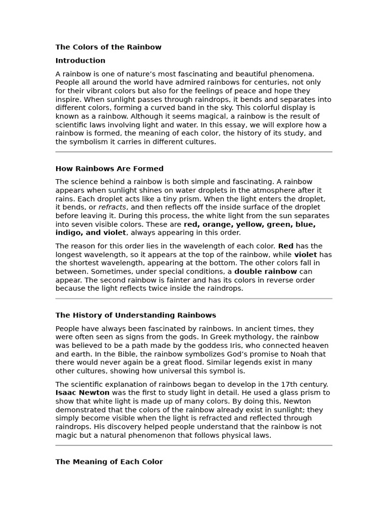 Understanding Rainbows: Colors & Symbolism | PDF | Rainbow | Color