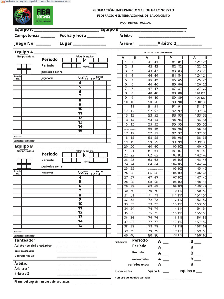 Scoresheet en Es | PDF