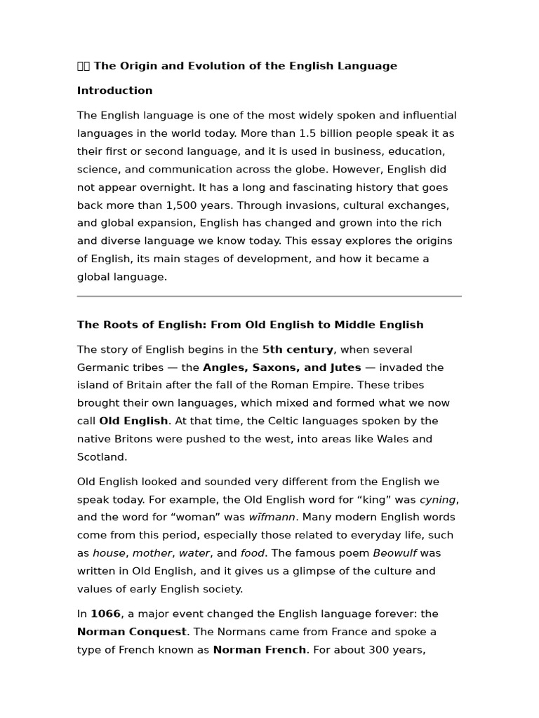 Evolution of the English Language | PDF | English Language | Languages