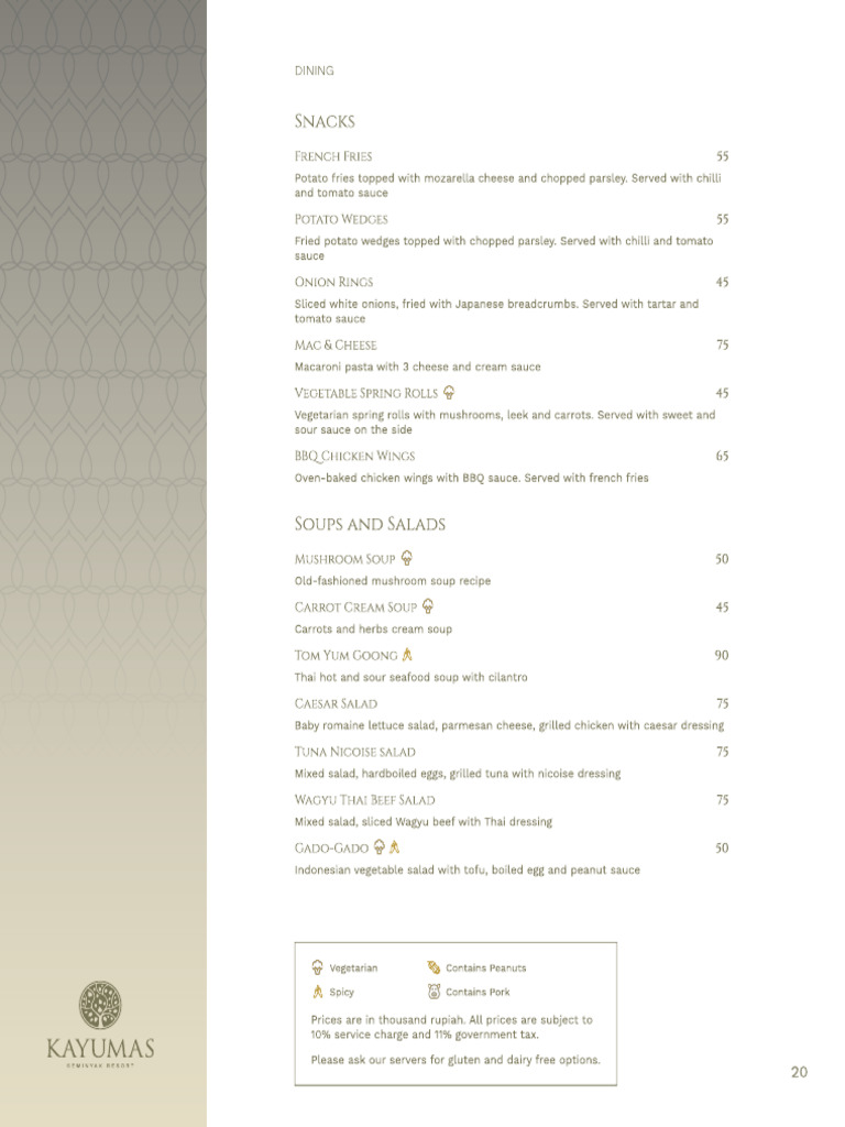 Menu of Appetizers and Salads | PDF