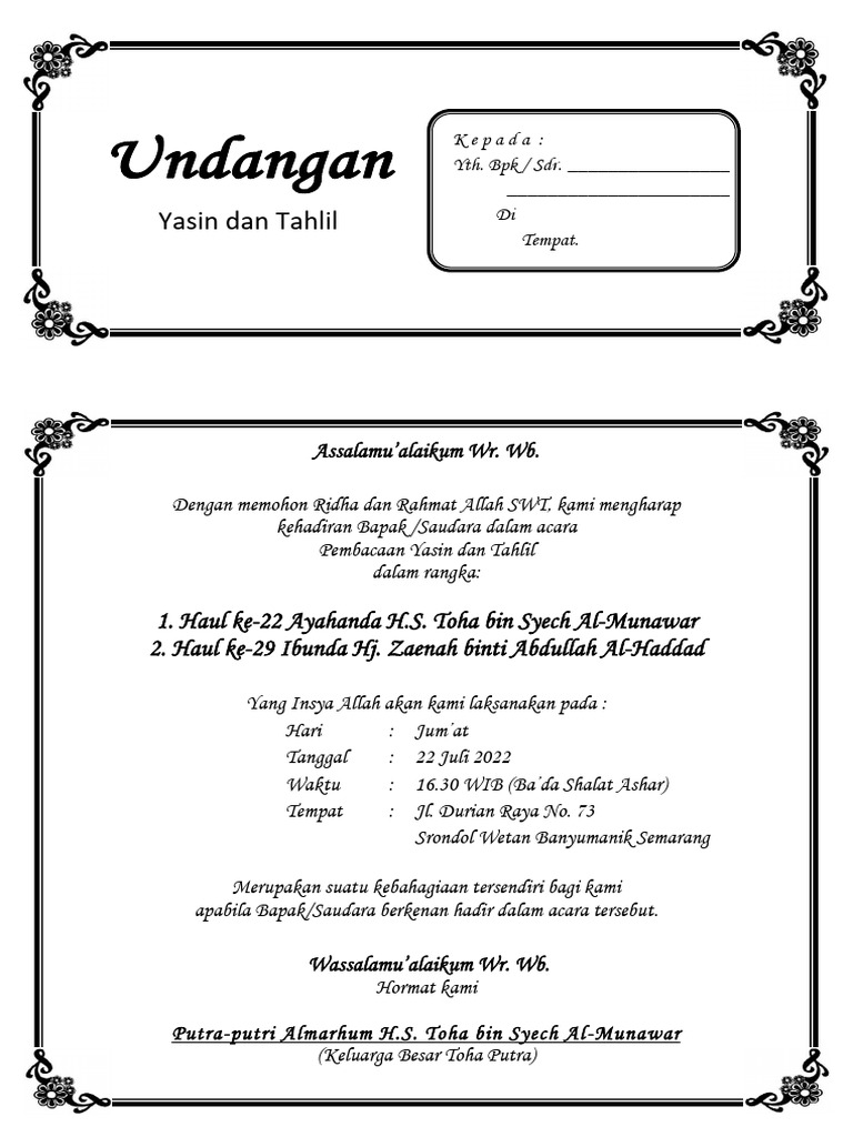 Undangan Haul | PDF