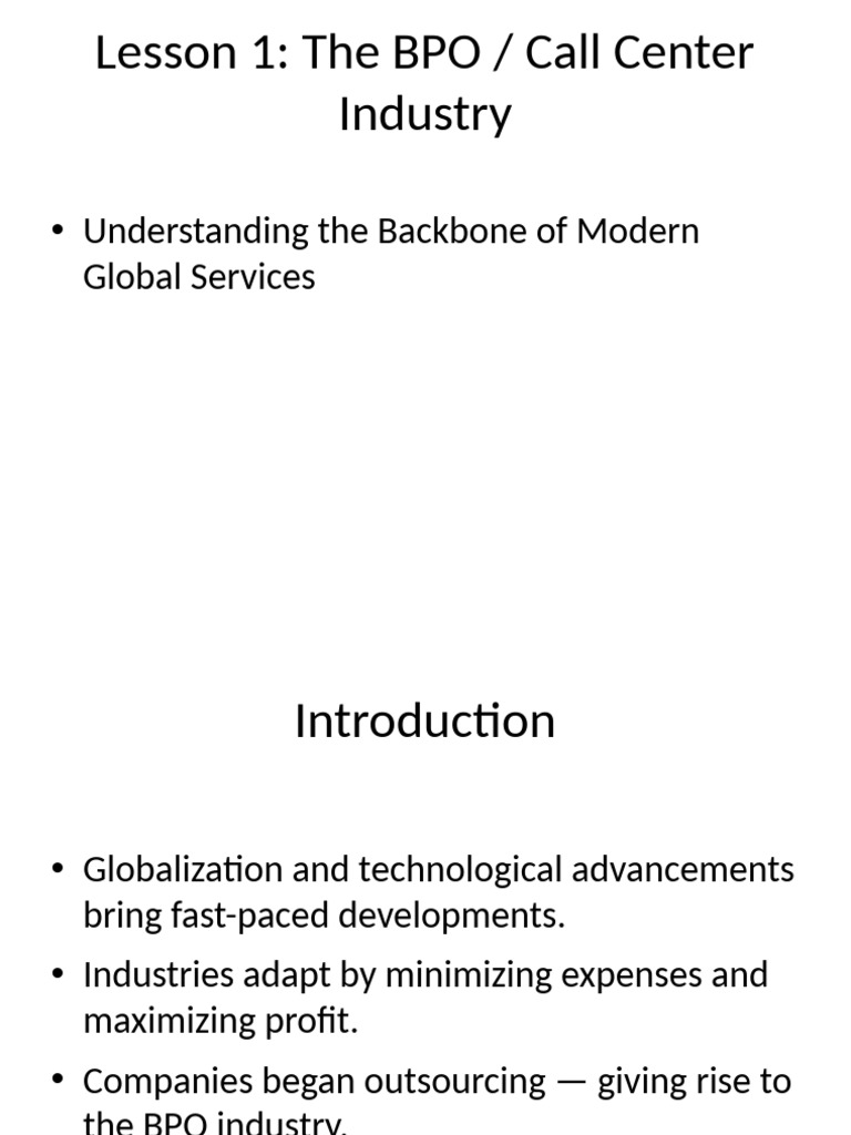 Understanding BPO and Call Centers | PDF | Outsourcing | Business ...
