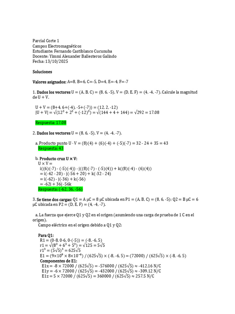 Parcial Primer Corte | PDF | Geometría algebraica | Geometría