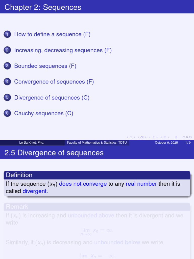 How To Define A Sequence (F) : Le Ba Khiet, Phd. Faculty of Mathematics ...