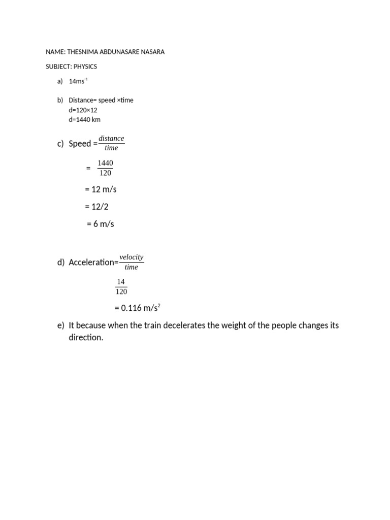 Physics Calculations and Concepts | PDF