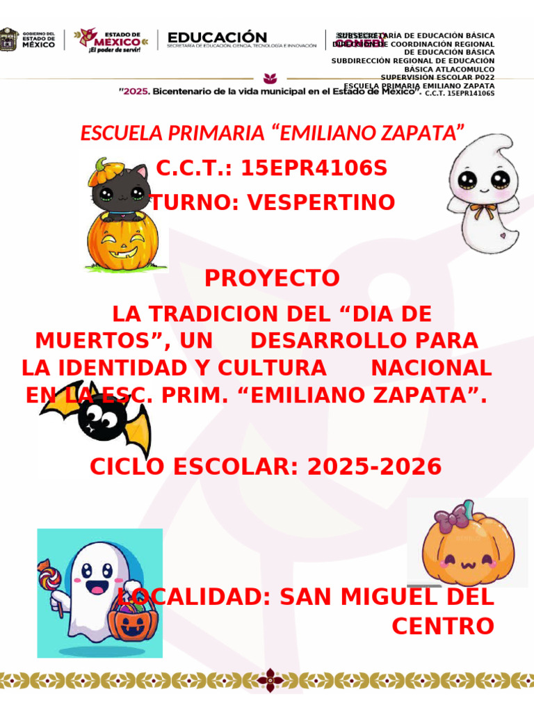 Proyecto Dia de Muertos 1° y 2° 2025 | PDF | Educación primaria | Escuelas