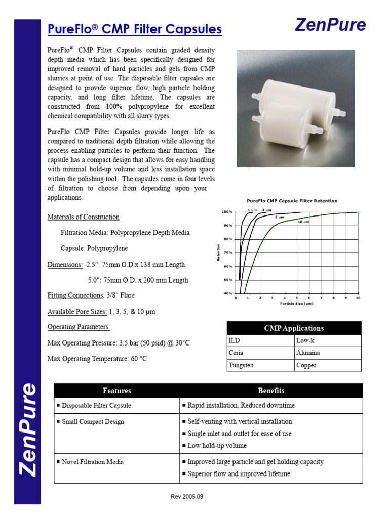 PureFlo CMP Filter Capsules Overview | PDF | Filtration | Flow Measurement