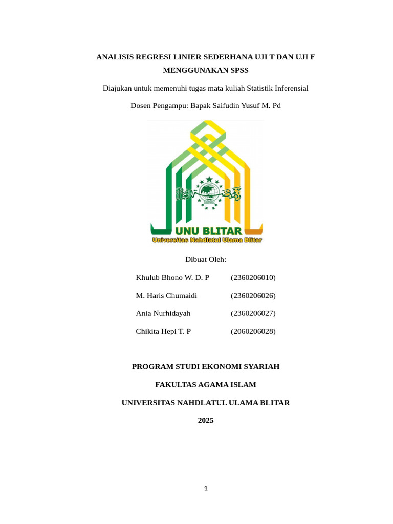 Analisis Regresi Linier Sederhana Uji T Dan Uji F Menggunakan Spss | PDF