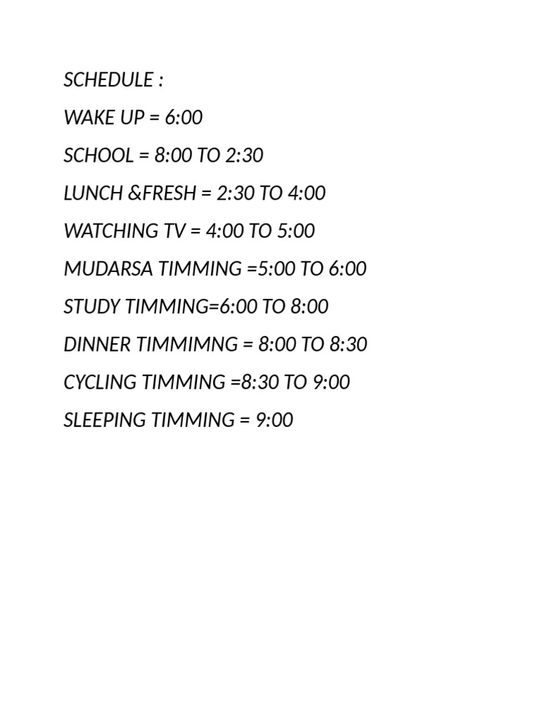Daily Schedule for Students | PDF