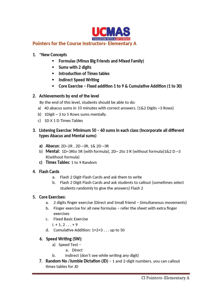 02.pointers For CIs - Elementary A | PDF | Mathematics