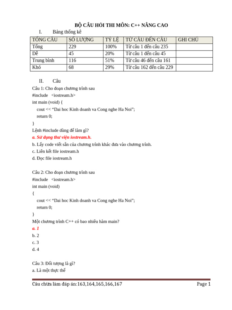 229 Cau C++ Nang Cao - DA | PDF