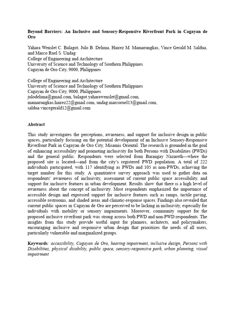Inclusive Riverfront Park in Cagayan de Oro | PDF | Sample Size ...