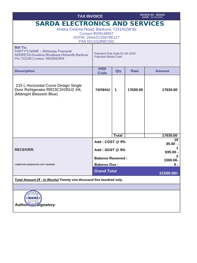 Invoice Format in Word 09 | PDF | Payments | Money