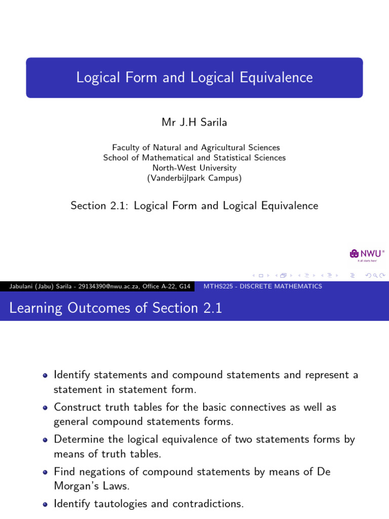 Understanding Logical Form & Equivalence | PDF | Argument | Logic