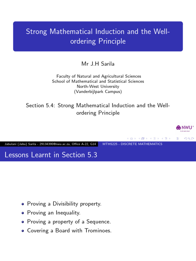 Chapter 5 - Section 5.4 Strong Mathematical Induction and The Well ...