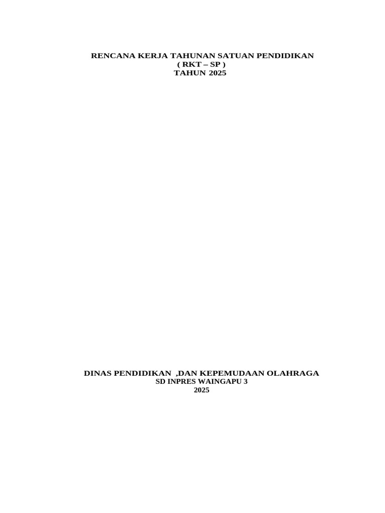 Rencana Kerja Tahunan SD 2025 | PDF
