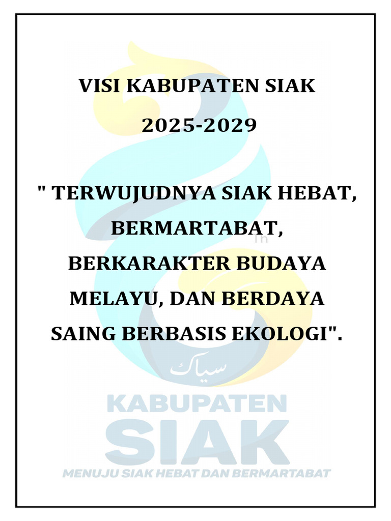 Rencana Visi dan Misi Siak 2025-2029 | PDF