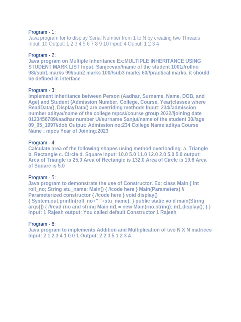 Abhiyas Java Programs | PDF