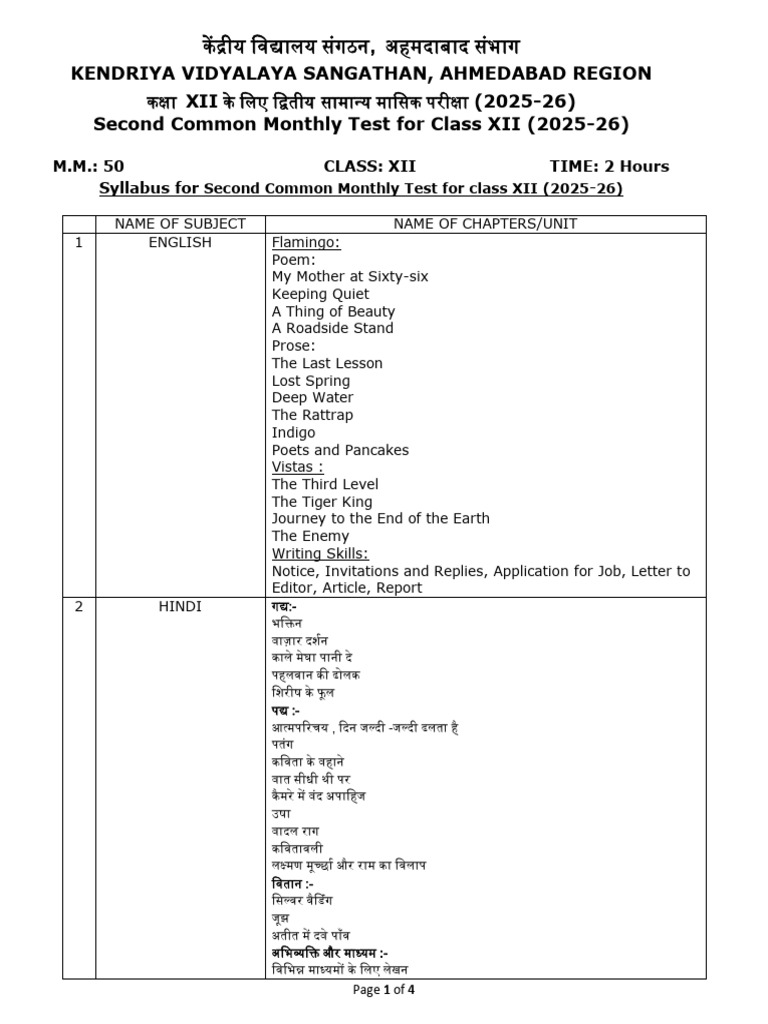 Class XII Mid Term Exam Syllabus 2025-26 | PDF | Electromagnetism ...