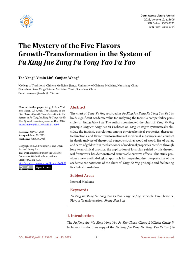 The Mystery of The Five Flavors Growth-Transformation in The System of ...