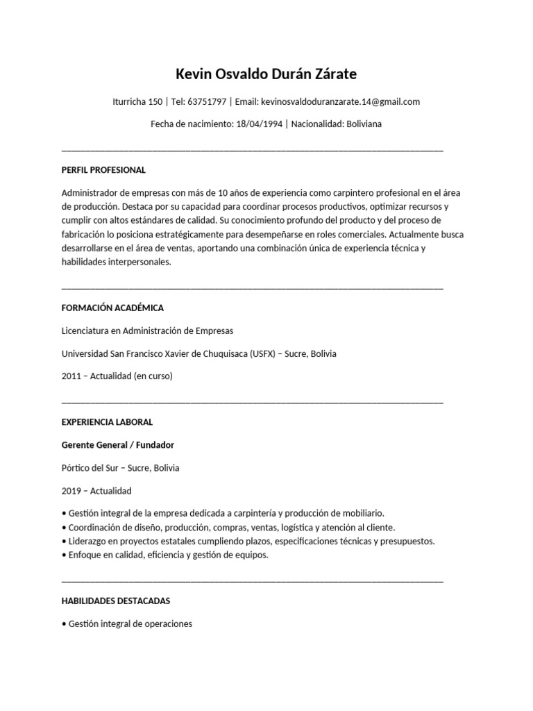 CV Kevin Duran Harvard | PDF | Logística | Economias