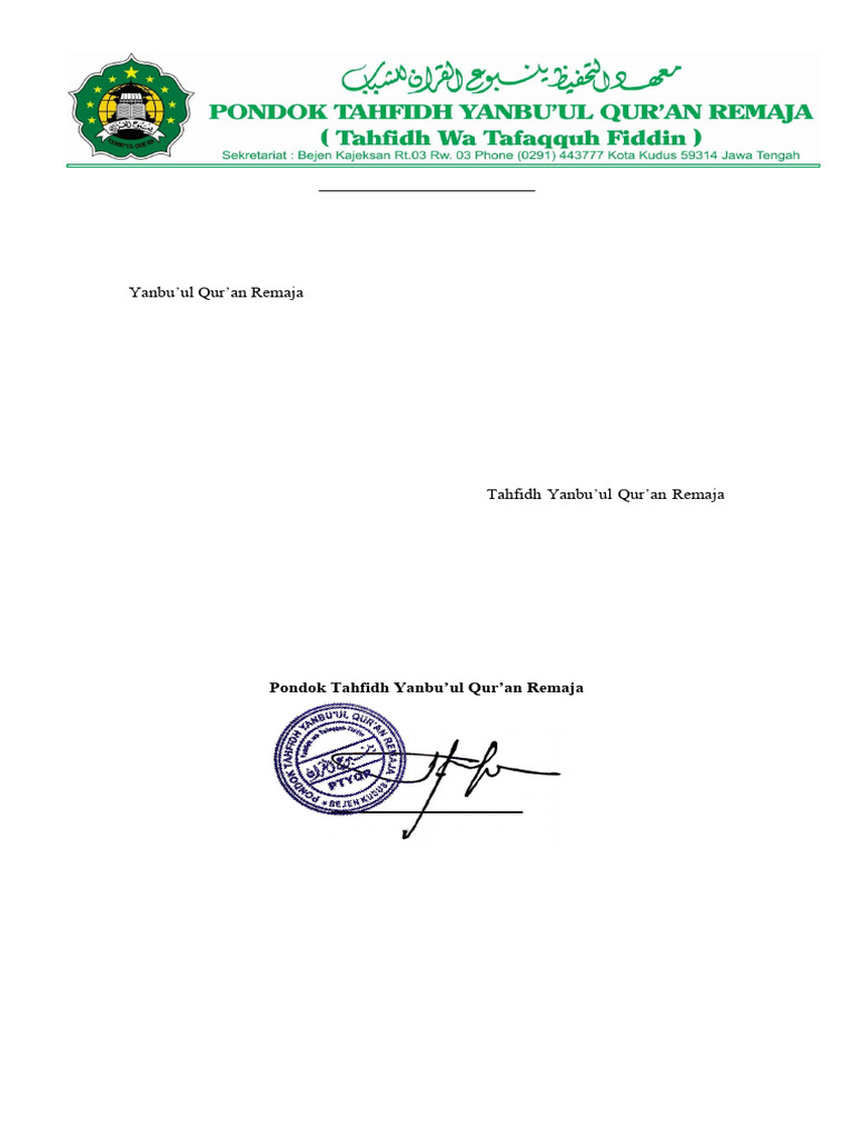 Surat Keterangan Santri | PDF