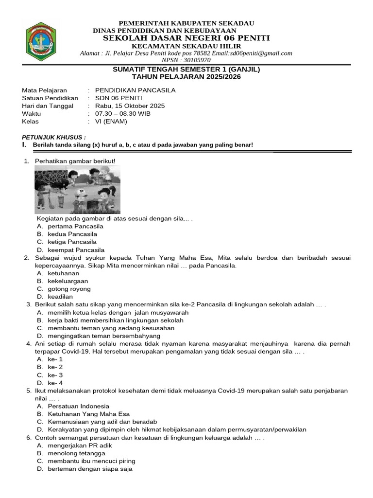 STS 1 Kelas VI - PPKN | PDF