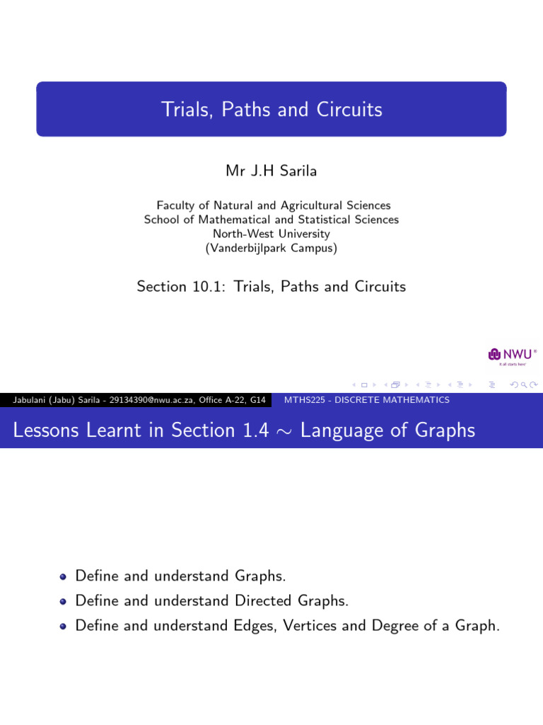 Chapter 10 - Section 10.1 Trails Paths and Circuits | PDF | Vertex (Graph Theory) | Discrete ...