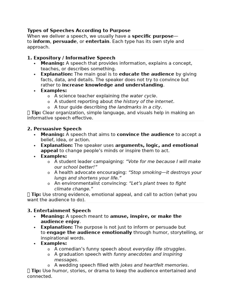 Impromptu Speech Types Explained | PDF | Public Speaking | Rhetoric