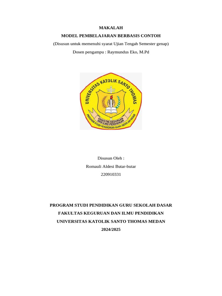 MAKALAH Model Pemelajaran Berbasis Contoh | PDF