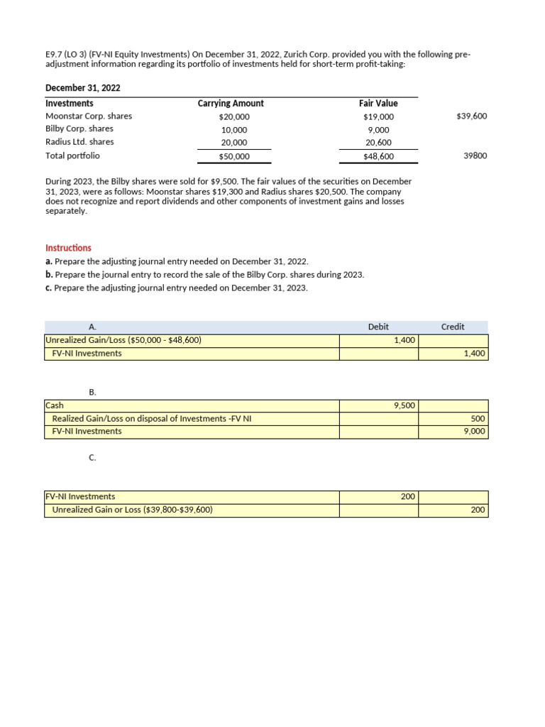 Journal Entries for FV-OCI Investments | PDF | Bonds (Finance) | Debits ...