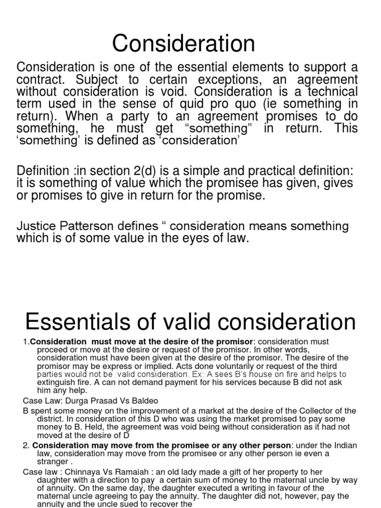 Consideration | Consideration | Trust Law