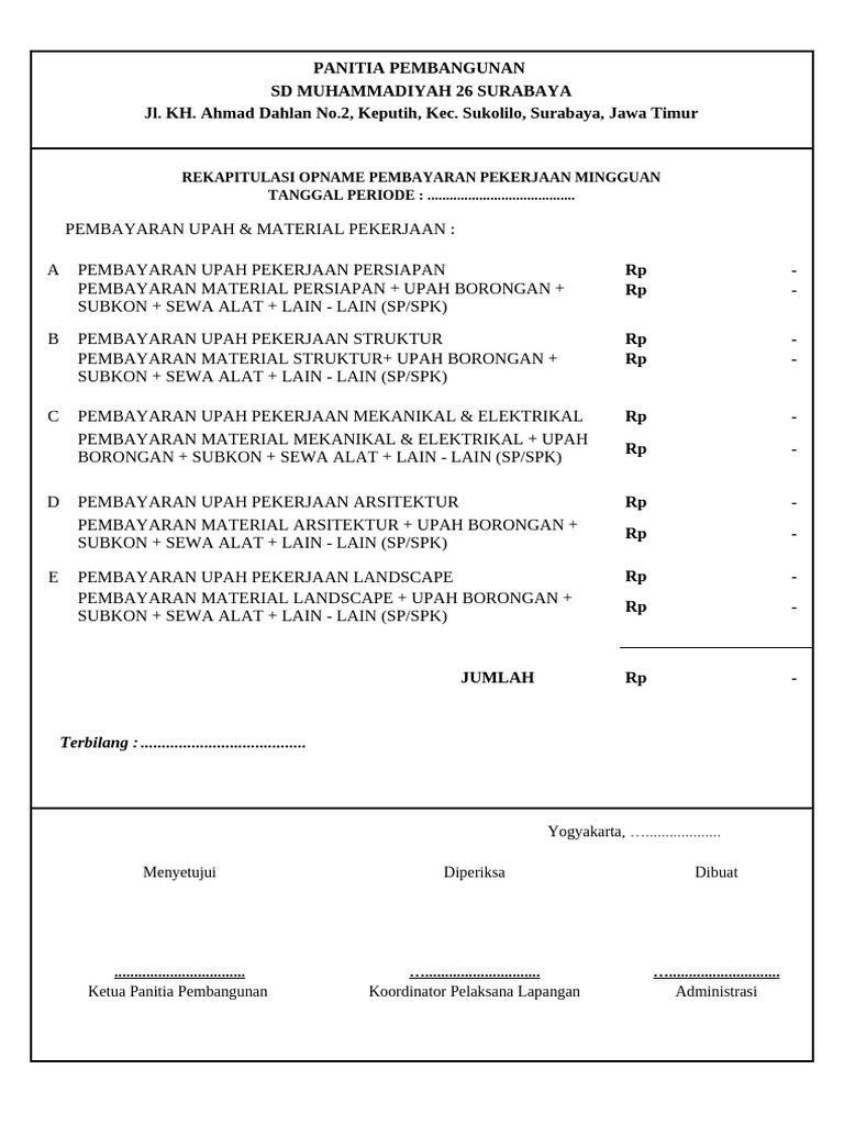 Rekap Pembayaran Pembangunan SD 26 | PDF