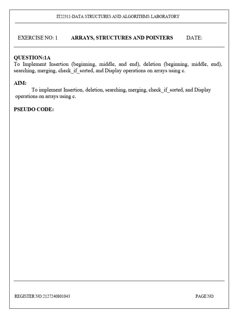 Billa1 Dsa | PDF | Pointer (Computer Programming) | Algorithms