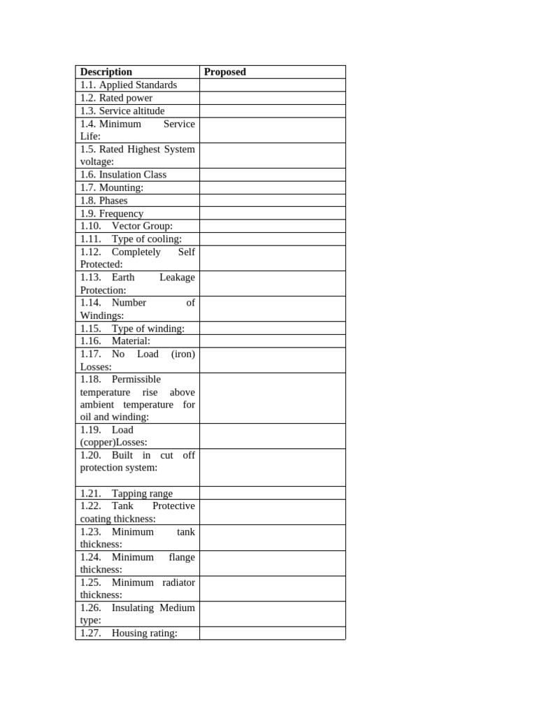 Parameters Sheet - Aux. TX | PDF
