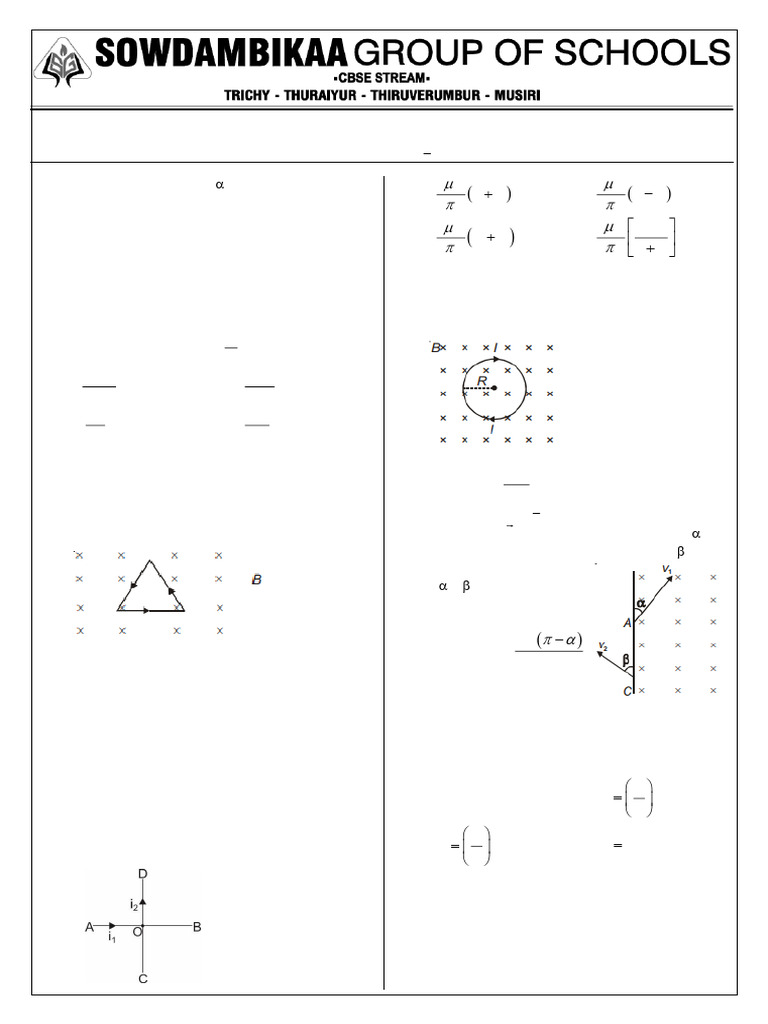 INC - XII - PHY WS - 01 Moving Charges & Magnetism | PDF | Magnetic Field | Force