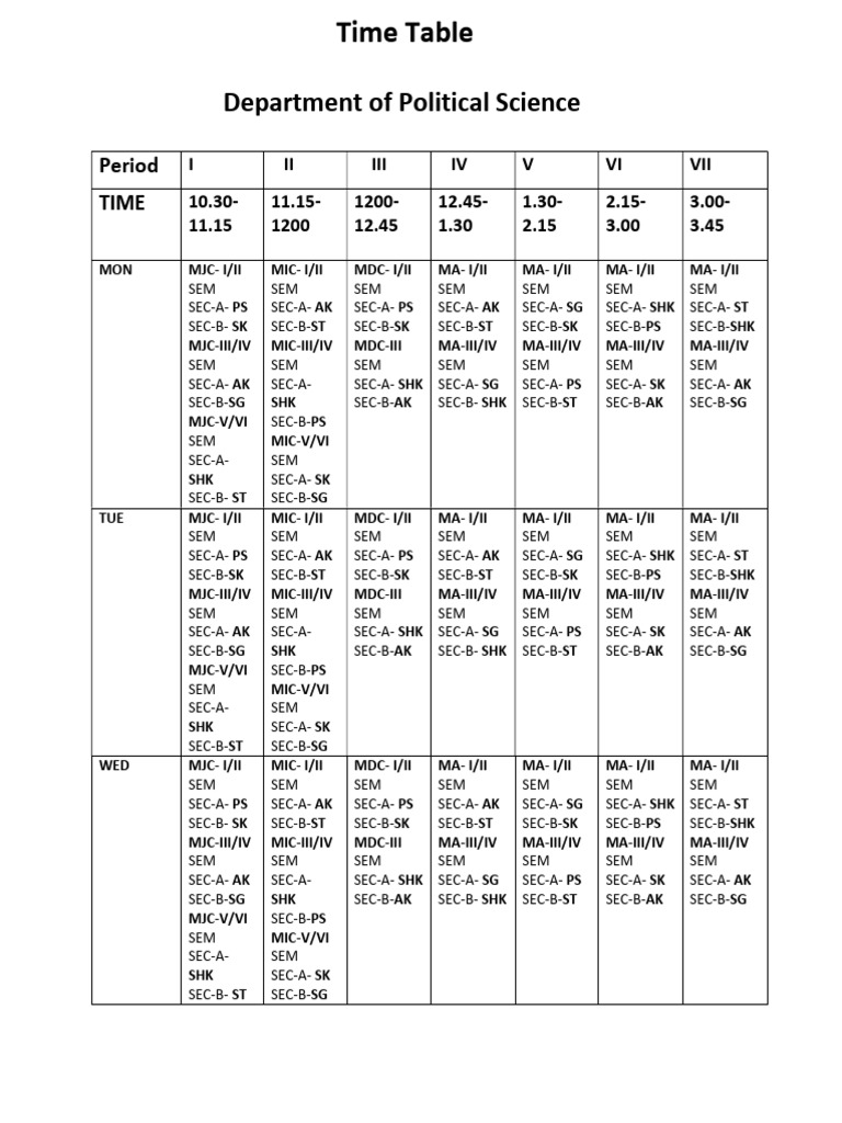 Time Table PDF - 251008 - 085338 | PDF