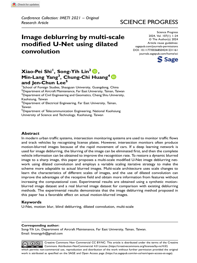 Image Deblurring by Multi-Scale Modified U-Net Using Dilated ...