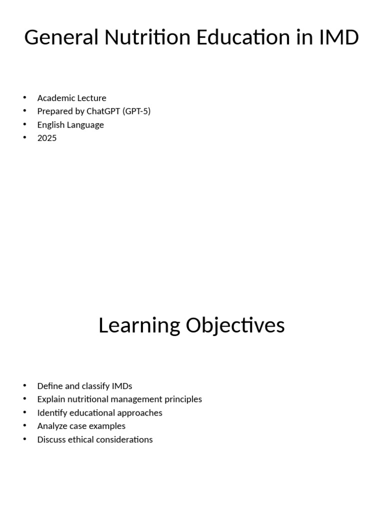 General Nutrition Education in IMD Presentation | PDF | Nutrition ...