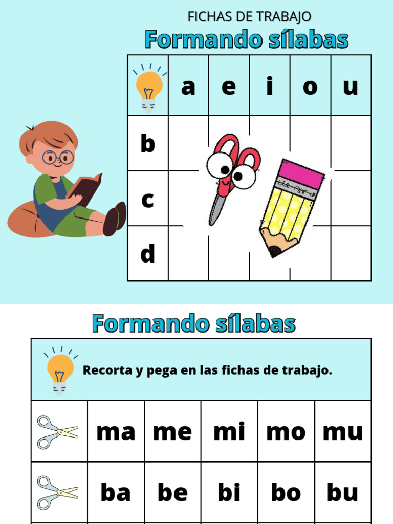 Fichas Formar Silabas Recortar y Pegar | PDF