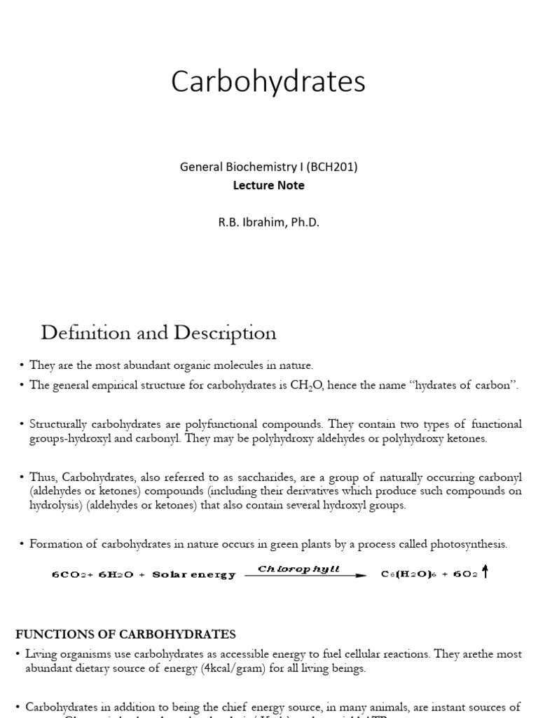 Understanding Carbohydrates: Structure & Function | PDF | Carbohydrates ...