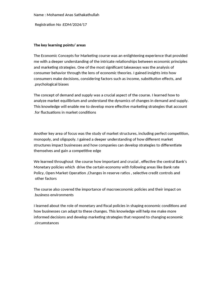 Key Learning Points-EDM-102-Continues Assesment 2 | PDF