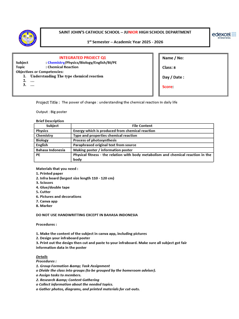 Integrated Project Grade 8 | PDF