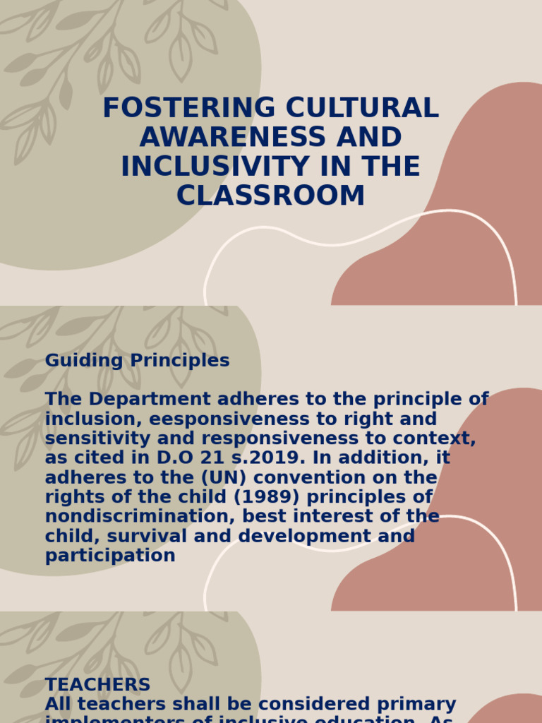 Fostering Cultural Awareness and Inclusivity in The Classroom | PDF ...
