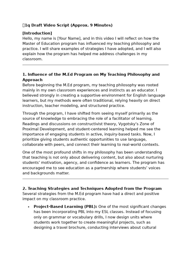 ? Draft Video Script | PDF | Intelligence | Behavior Modification